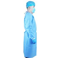 China Reinforced 35gsm Blue Plastic Isolation Gowns Non Medical Disposable Pe Gowns for sale