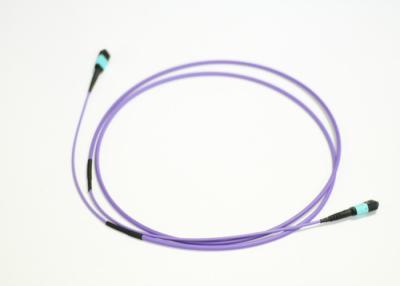 China 24 Cores Fiber Optic MPO MTP Cable Multimode OM4 OFNP Violet 100ft for sale
