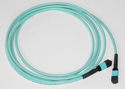 China 50ft OM3 MPO to MPO Multimode Fiber Trunk Cable Method A 12 Core for sale