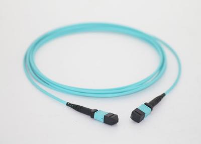 China 12 Cores Multimode Fiber Optic MPO MTP Cable OM3 50/125um Aqua LSZH for sale