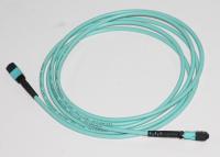 China MPO to MPO OM3 Fiber Patch Cord 3.0mm 12 Core Polarity B Aqua Cable for 40G Ethernet for sale
