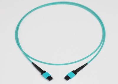 China MPO 24 Fiber OM4 Aqua LSZH MTP Fiber Optic Patch Cable 1m Low Loss for sale