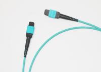 China 12 MT Fiber Optic MPO MTP Cable / OM4 Patch Cord Polarity A OFNP Plenum Jacket for sale