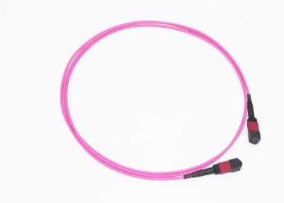 China 3.0mm 12 Core MPO MTP OM4 OFNP Fiber Optic Patch Cord Red 0.35dB Low Loss for sale