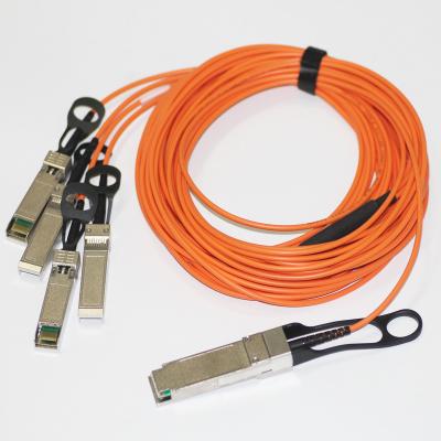 China 40G QSFP+ to 4 SFP+ Active Optical Fan Out Cable OM2 MMF 3.0mm 850nm 100m for sale