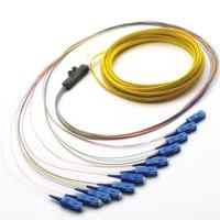 China LSZH Fiber Optic Pigtails SC UPC Ribbon Fanout Kit 0.9mm 12 Color Coded 12 Fiber for sale