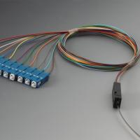 China LC UPC Multimode OM3 Ribbon Fanout Pigtail Kit 850nm 0.9mm OD 12 Fiber for sale