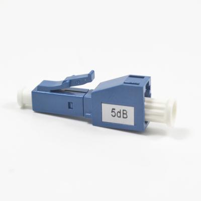 China Singlemode Fiber Optic Attenuator 5dB LC UPC Fixed Blue Housing for Network Signal Reduction for sale