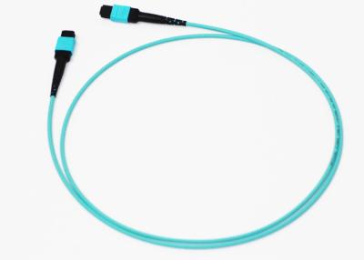 China Multimode OM3 Fiber Optic MPO MTP Cable Yellow Flat LSZH Broadband for sale