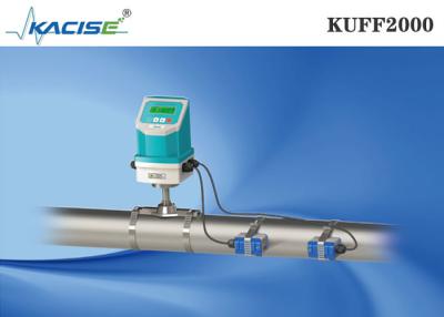 China KUFF2000 Clamp On Ultrasonic Flow Meter Main Unit And Sensor Fixed On Pipe for sale