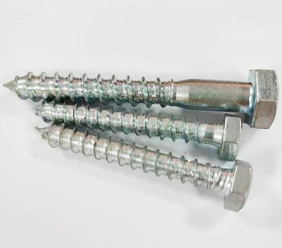 China Zinc Plated DIN 571 Standard Hex Head Wood Screw Half Thread for sale