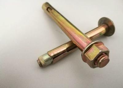 China Yellow Zinc M12 Sleeve Anchor Bolts With Hex Flange Nut And Flat Washer for sale