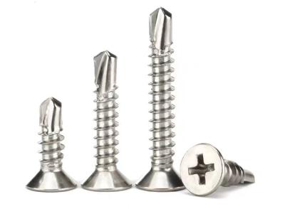 China Hardened Countersunk Head Cross M3.5 Drill Tail Screw With White Zinc for sale