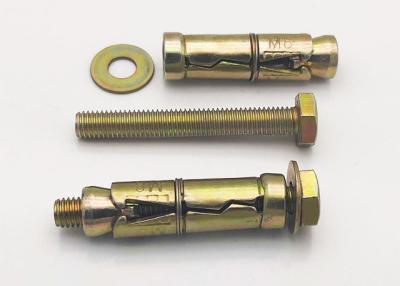 China 3pcs Heavy Duty M6*60 Fixing Sleeve Anchor Bolts Yellow Zinc Plated Carbon Steel for sale