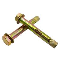 China Custom Yellow zinc Plated Carbon Steel M10 Expansion Anchor hex Bolt with flat washer  For Concrete / Brick for sale