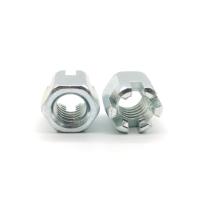 China Carbon Steel Zinc Galvanized Hexagon Slotted Nut M12 Din 935 for sale