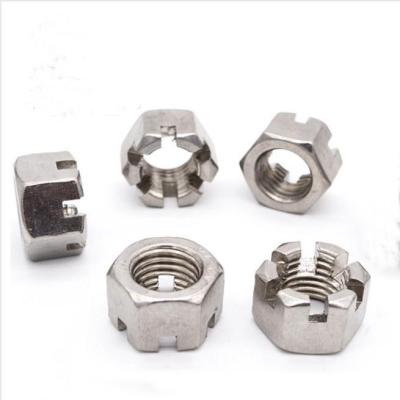China Carbon Steel Zinc Galvanized Hexagon Slotted Nut M10 M12 Din 935 for sale