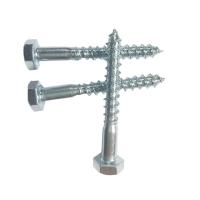 China Zinc Plated DIN 571 Standard Hex Head Wood Screw Half Thread for sale