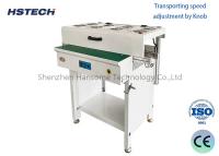 China Stainless Steel Manual Hand Crank PCB Conveyor with ESD Belt 500mm Width for sale