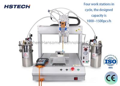 China LED Bulb Glue Dispenser 4 Station Rotary with Z Axis 250mm Text Programming for sale