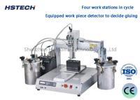 China Four Work Stations In Cycle Equipped Work Piece Detector  LED Bulb Glue Dispenser HS-D441 for sale