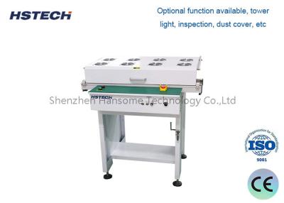 China PCB Conveyor with Cooling Fans Green Belt Roller Type Buffer 500mm Width 0.5-20m/min for sale