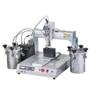 China 4 Rotary Station Text Screen PLC Glue Dispensing Machine 110mm Diameter 300 RPM for LED Bulb Assembly for sale