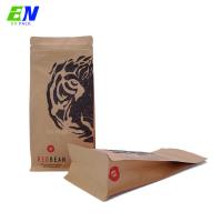 China Natural Brown Kraft Paper Flat Bottom Resealable Valve Coffee Pouch for sale