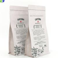 China Compostable 250gr 500gr 1kg Kraft Paper PLA Box Bottom Coffee Packaging Bags Valve for sale