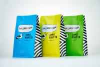 China Kraft Paper Flat Bottom Pouch Customized Design For Daily Food Coffee Beans Packaging for sale