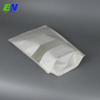 China Plain Stand Up Resealable Food Grade White Kraft Paper Bags With Window For Snack for sale