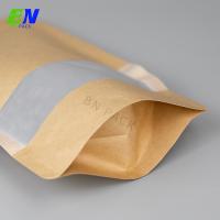 China Biodegradable Stand Up Pouch Nature Brown kraft Paper Pouches With Window And Zipper for sale