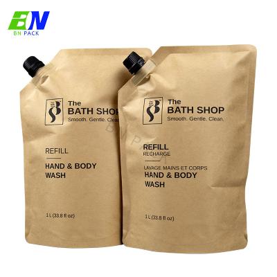 China 250ml / 8oz Refill Pouch Packaging Nature Kraft Paper With Black Cap for sale