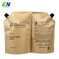 China Recyclable Kraft Paper 1 Liter Refill Shampoo Pakcing Stand Up Spout Pouch for sale