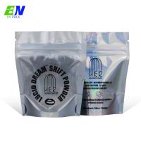 China Clear Front Holographic Mylar Bag Resealable Food Stand Up Pouch for sale