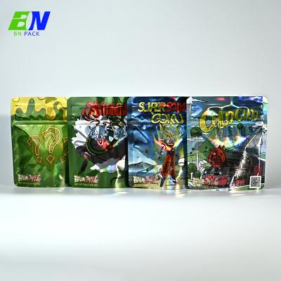 China Digital Printing Smell Proof Clear Plastic Packaging Mylar Stand Up Zipper 3.5G Bag for sale