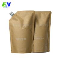 China Hot Stamp Finish Kraft Paper Liquid Stand Up Pouch With Spout For Juice Shampoo Liqud Filling for sale