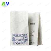 China Kraft Paper Flat Bottom Coffee Pouch With One Way Degassing Valve for sale