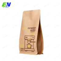 China Kraft Paper Flat Bottom Coffee Pouch With One Way Degassing Valve for sale