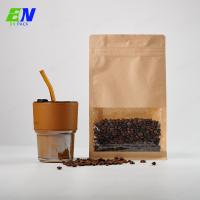 China Customized Kraft Paper Coffee Bags Flat Bottom Pouch With Window for sale