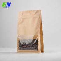 China Customized Kraft Paper Coffee Bags Flat Bottom Pouch With Window for sale