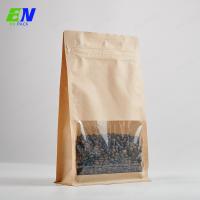 China Customized Kraft Paper Coffee Bags Flat Bottom Pouch With Window for sale