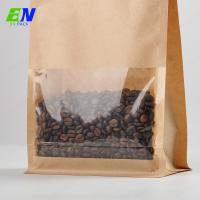 China Customized Kraft Paper Coffee Bags Flat Bottom Pouch With Window for sale