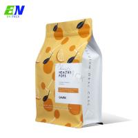 China Coffee Bags  8 sides sealed Flat Bottom Pouches  craft paper/PLA With Zipper top for sale