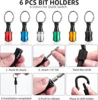 China Black Oxide Finish 6pcs Quick Release 1/4 Inch Hex Shank Screw Driver Bit Holder Keychain for sale