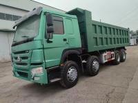 China Used Sinotruk HOWO 8x4 Dump Truck 375hp 12 Tires Manual Transmission Green for sale