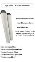 China Fiberglass Cartridge Filter Element for Hydraulic Oil Filtration with 500 mm Height and 80°C Max Temperature for sale