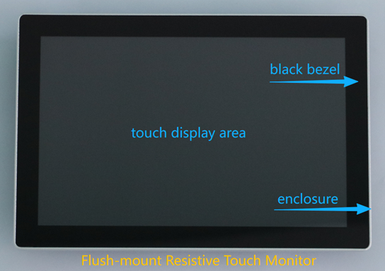 10.1-inch flush mount resistive touch monitor
