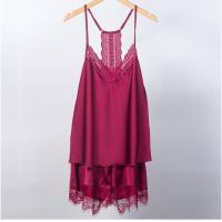 China Soft Breathable Satin Silk Short Lace Pajamas Set - QUICK DRY for sale