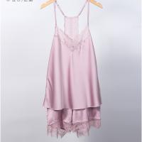 China Soft Breathable Satin Silk Short Lace Pajamas Set - QUICK DRY for sale